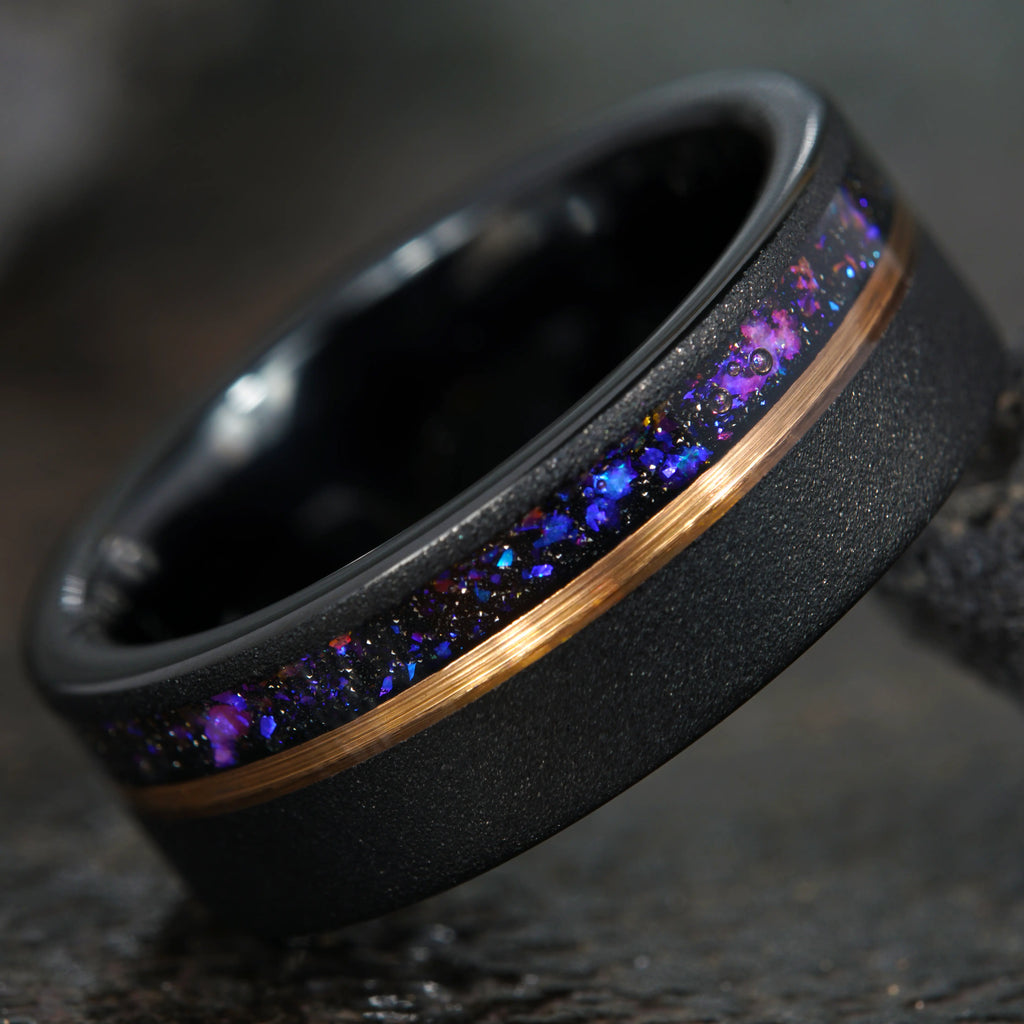 Azure - Blue Sandstone Tungsten Ring | Rose Gold | Foundoria